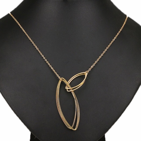 Jewelry | Geometric Oval Pendant 14k Gold Statement Necklace | Poshmark